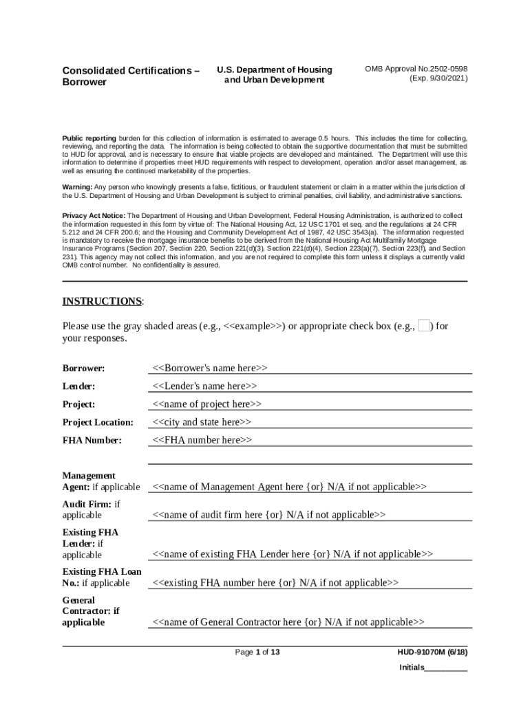 Agreement and Certification - HUD Doc Template | pdfFiller