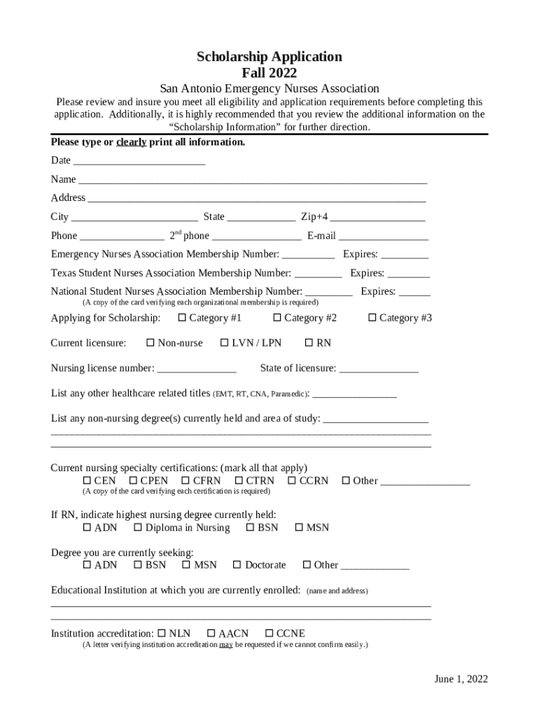 Scholarship Ination - San Antonio - SAENA Doc Template | pdfFiller