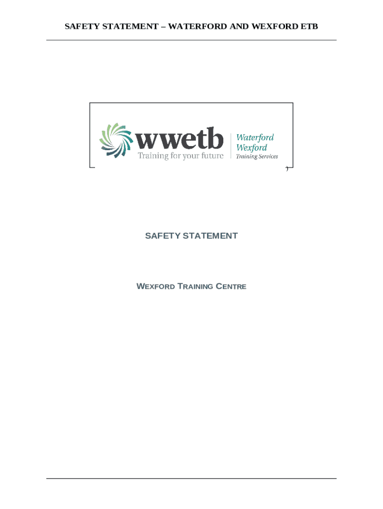 SAFETY STATEMENT Wexford Training Centre Doc Template | pdfFiller