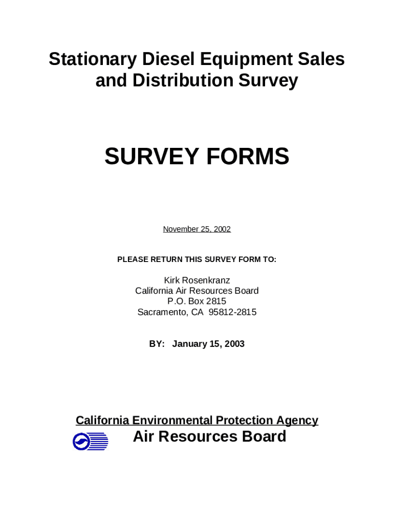 Stationary Diesel Equipment Sales and Distribution Survey Doc Template ...