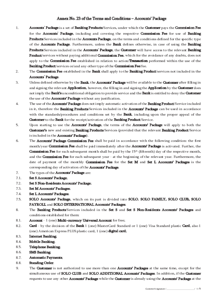 Fillable Online Accounts' Package service shall be amended as follows ...