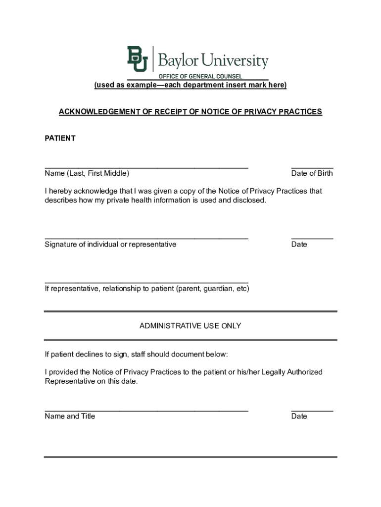 Fillable Online Acknowledgement of Receipt of NPP Fax Email Print - pdfFiller