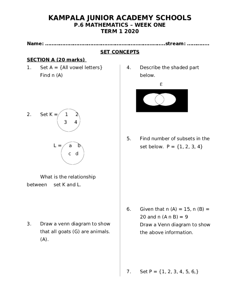 kampala junior academy schools p.6 mathematics term 1 ... Doc Template | pdfFiller