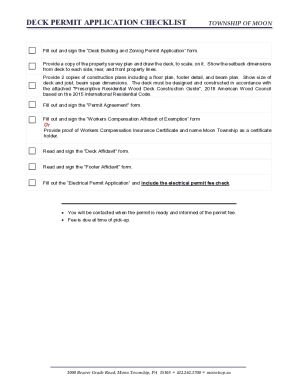 Fillable Online DECK PERMIT APPLICATION CHECKLIST Fax Email Print ...