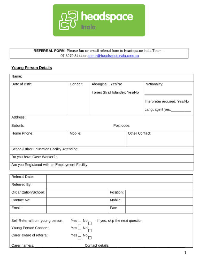 Headspace Professional Referral - - Stride Mental Health Doc Template ...