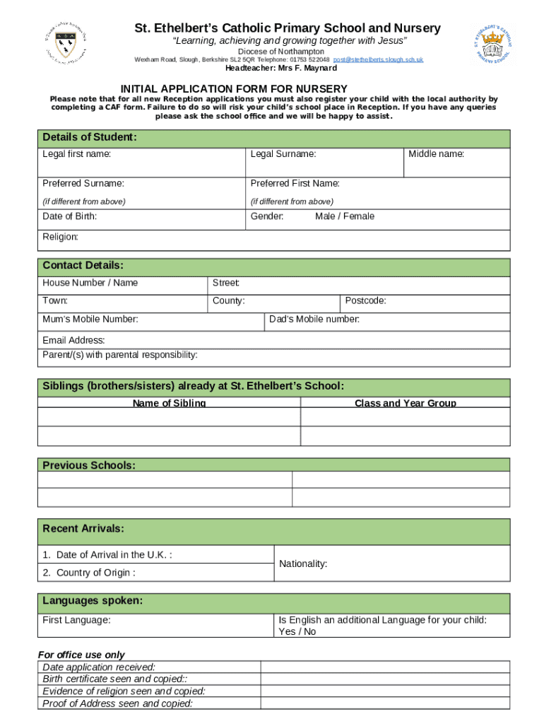 Initial Application for Nursery Doc Template | pdfFiller