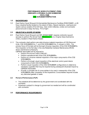 Fillable Online Performance Work Statement (PWS) For Blossom Point Fax ...