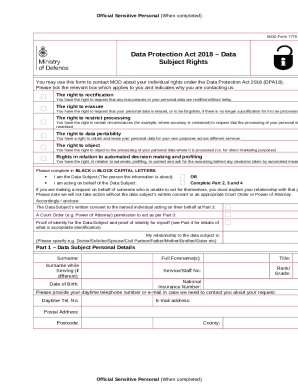MOD data subject rights 7779 Doc Template | pdfFiller