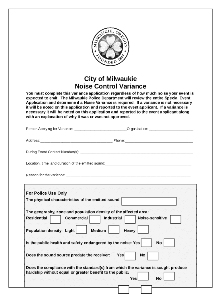 Statement of Variance Doc Template | pdfFiller
