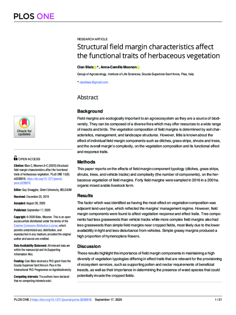 Fillable Online Effect of field margin characteristics on vegetation type. Fax Email Print ...