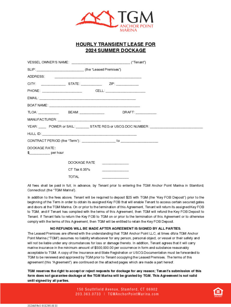 Fillable Online Rock Landing Commercial Fishing Dock Boat Slip Lease ...