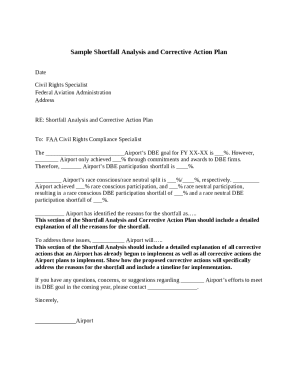 Sample Shortfall Analysis and Corrective Action Plan Doc Template ...