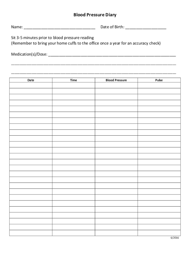 Fillable Online Monitoring blood pressure at home? Make sure you follow ...