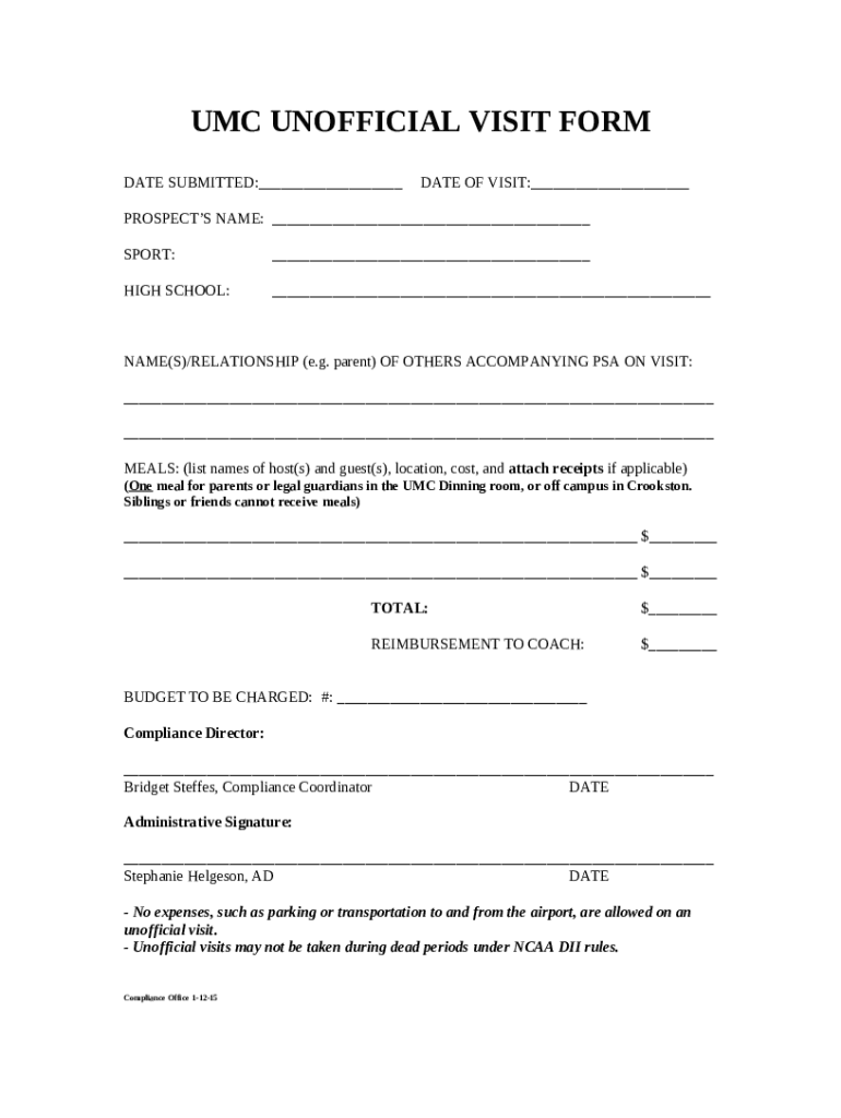 Download Unofficial Visit Doc Template | pdfFiller