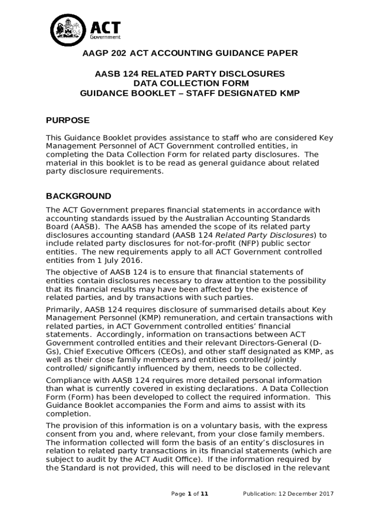 AASB 124 Related Party Disclosures Data Collection ... Doc Template ...