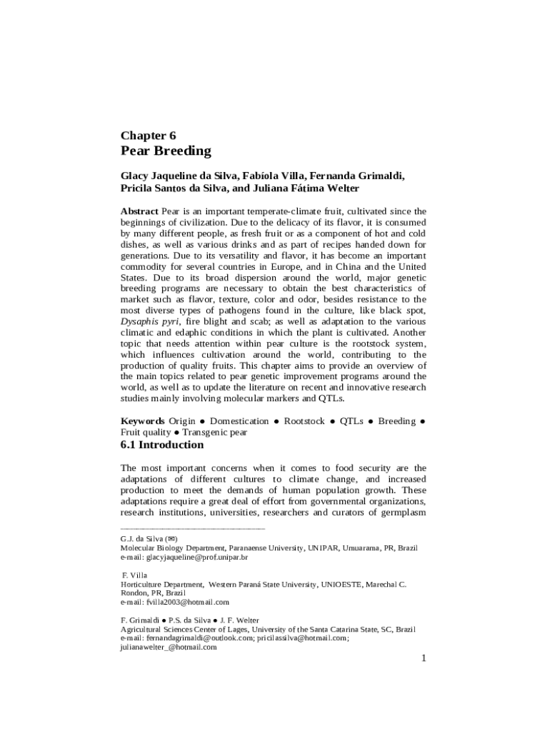 Chapter 6 Pear Breeding Doc Template | pdfFiller