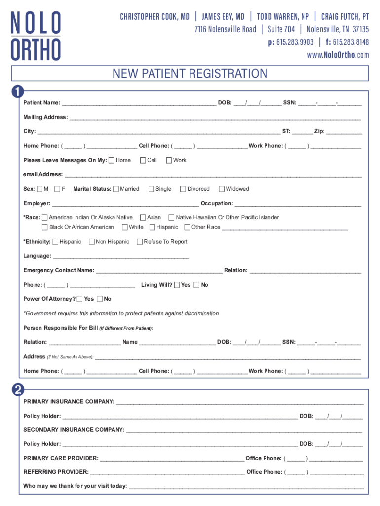 Fillable Online Christopher Cook, MDOrthopaedic & Joint Replacement ...