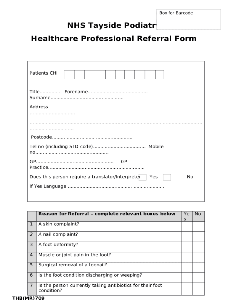 nhs tayside podiatry self referral Doc Template | pdfFiller