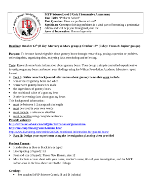 MYP Science Level 3 Unit I Summative Assessment Unit Title Doc Template ...