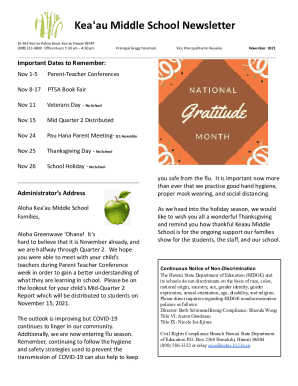 Fillable Online School Calendar - KEA'AU MIDDLE SCHOOL Fax Email Print ...