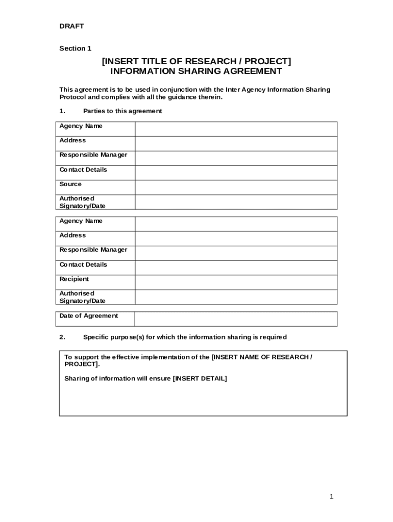 Case Specific Data Sharing Agreement Doc Template | pdfFiller