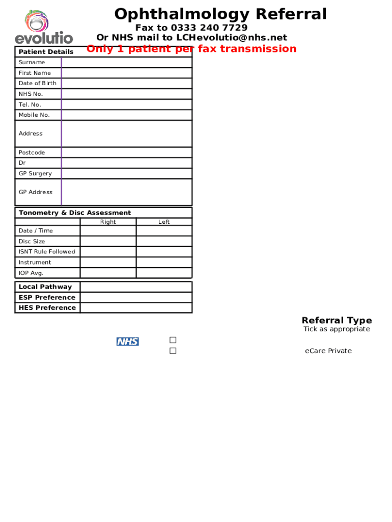 Tonometry & Disc Assessment Doc Template | pdfFiller