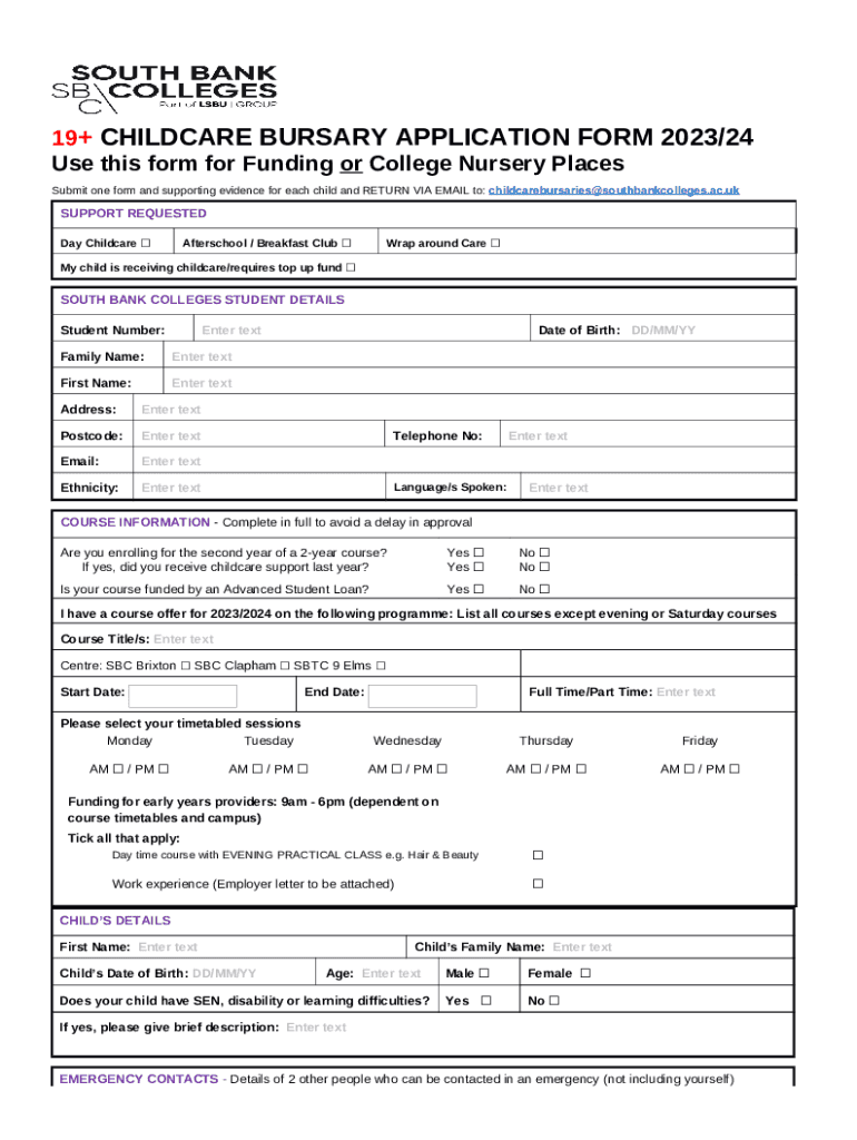 Bursary Application - RSFC Doc Template | pdfFiller