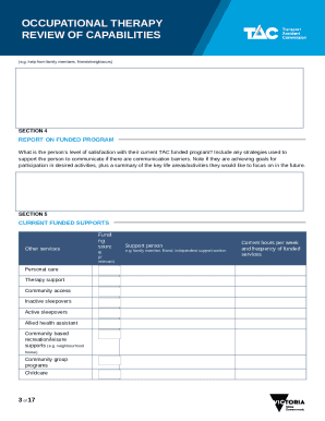 TAC Occupational Therapy Review of Capabilities Doc Template | pdfFiller