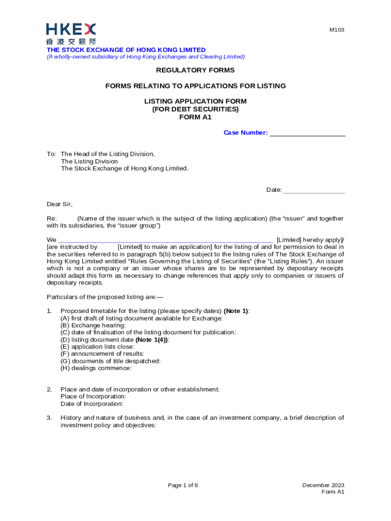 A1 Listing Application (For ... - Rules and Guidance Doc Template | pdfFiller