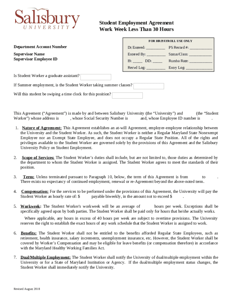 Graduate Assistant Assignment Agreement Doc Template | pdfFiller