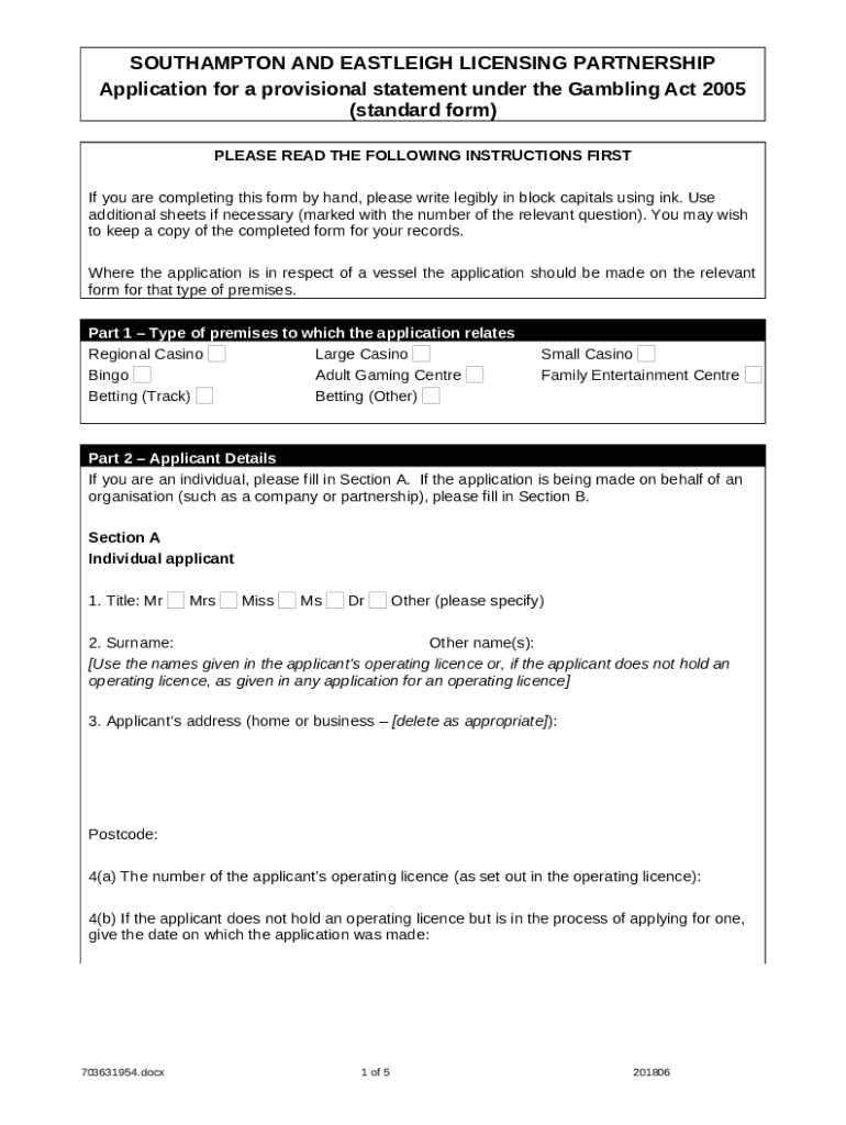 GA05 - Notice - Provisional Statement application - A Doc Template ...