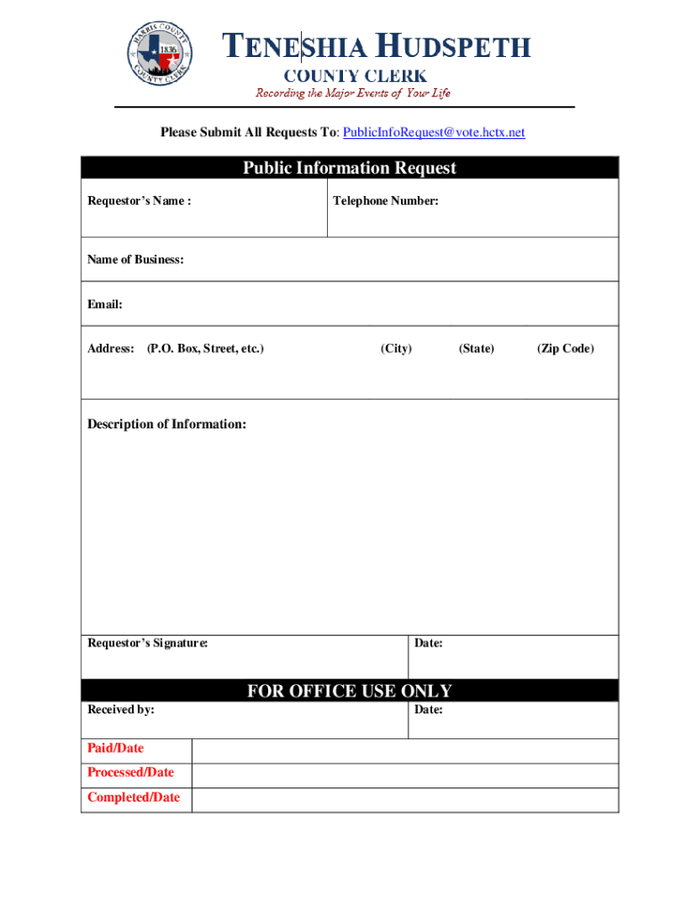 Fillable Online The Public Information Act (PIA) provides the ... Fax Email Print - pdfFiller