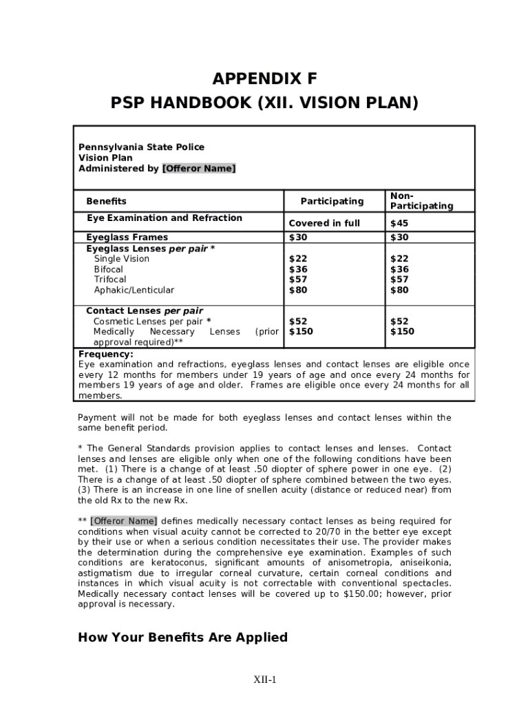psp handbook (xii. vision plan) Doc Template | pdfFiller