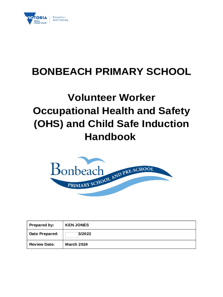 Volunteer OHS Induction Handbook Doc Template | pdfFiller
