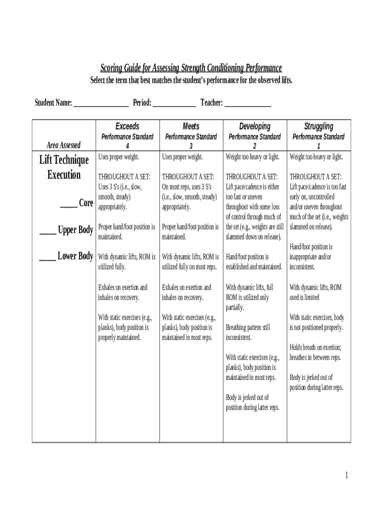 Strength Conditioning Doc Template | pdfFiller