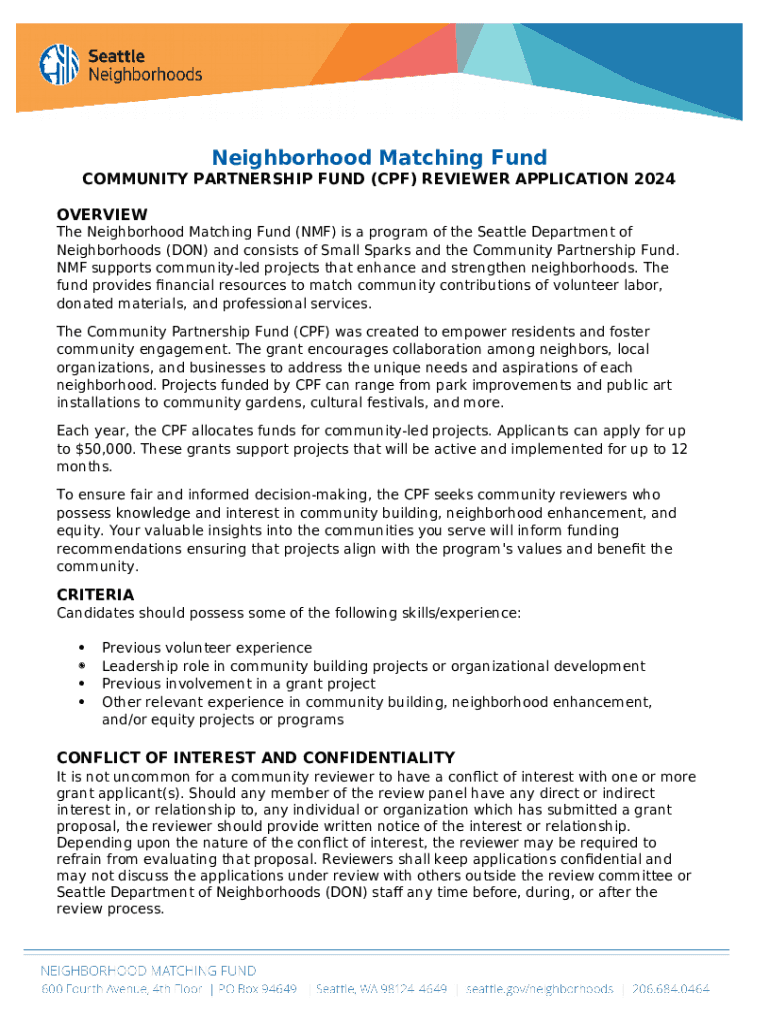 Community Partnership Fund (CPF) Reviewer Application ... Doc Template ...