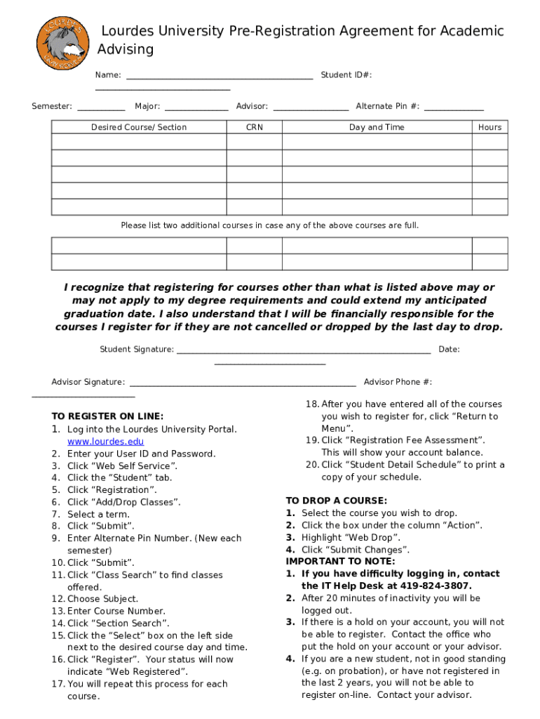 Pre-Registration--Spring-2019.docx Doc Template | pdfFiller