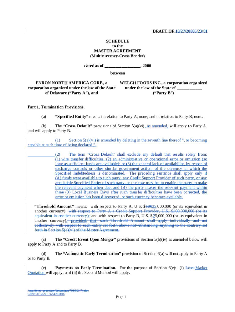 Negotiating ISDA Master Agreement Schedules on Behalf ... Doc Template ...