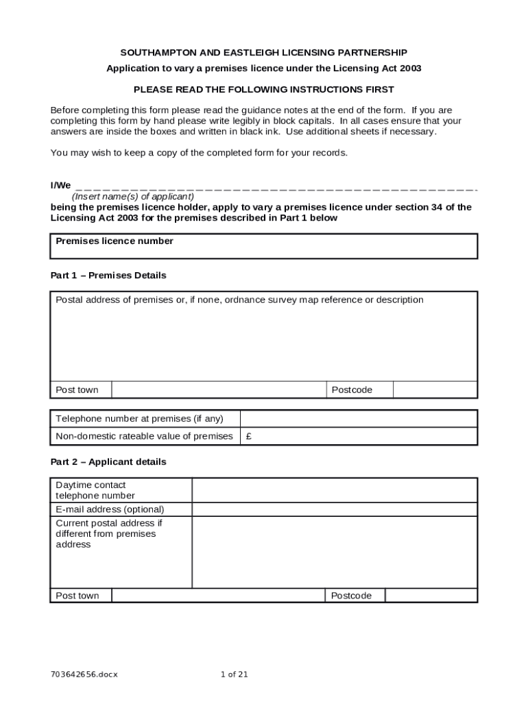 Application for variation of the designated premises ... Doc Template ...