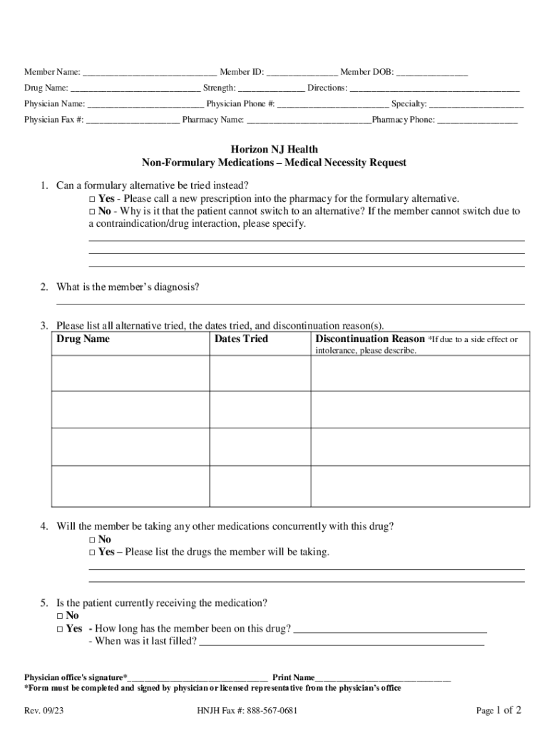 Fillable Online Non-Formulary Auth Form Fax Email Print - pdfFiller