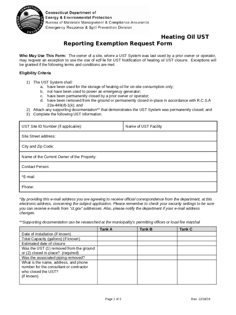 Heating Oil UST Reporting Exemption Request Doc Template | pdfFiller
