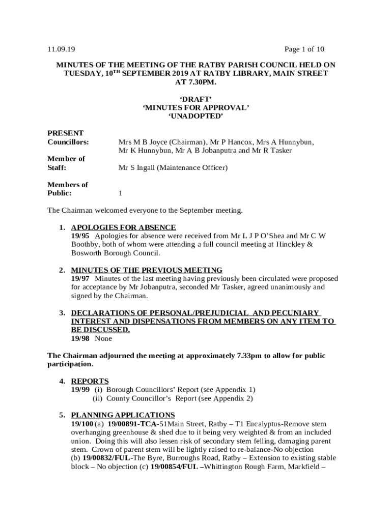 Ratby Parish Council Doc Template | pdfFiller