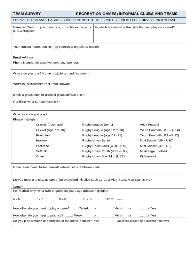 Team Name Survey Template - consultations rochdale gov Doc Template ...