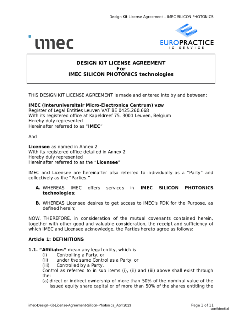 imec-Design-Kit-License-Agreement-Silicon- ... Doc Template | pdfFiller