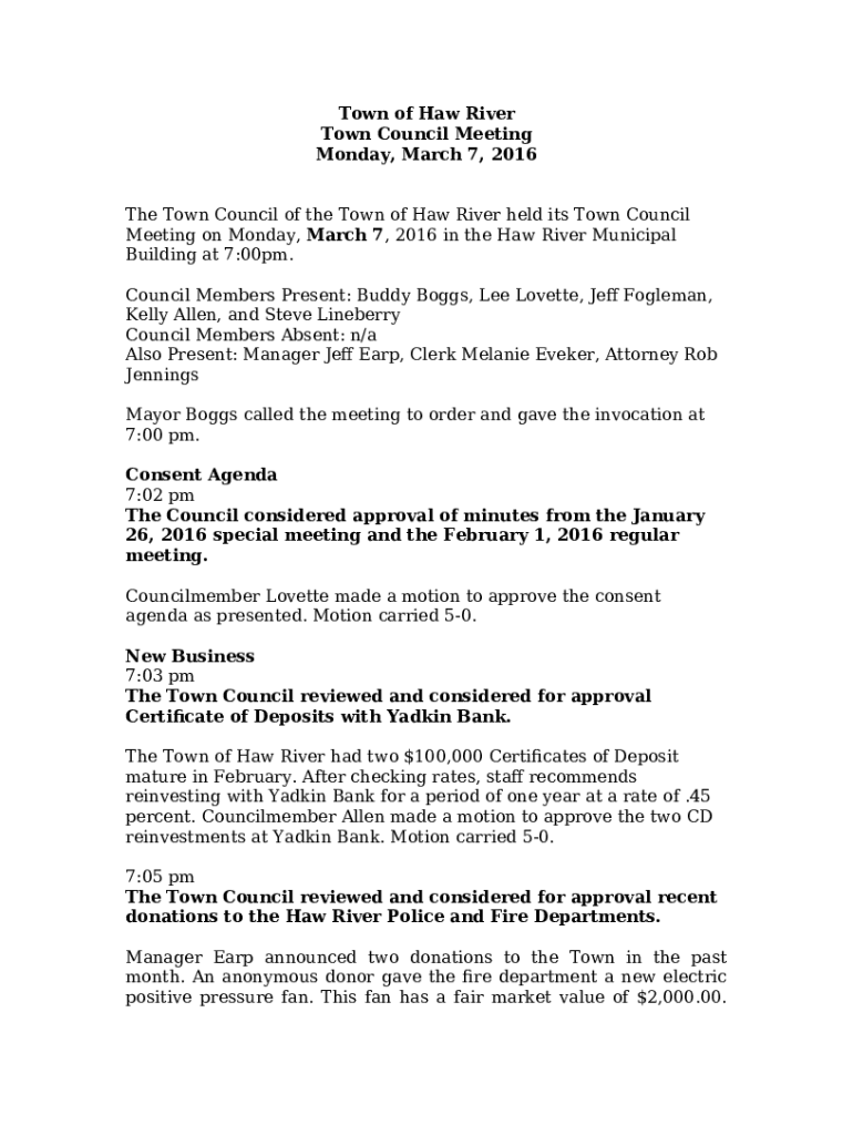 Councilmember Lovette made a motion to approve the consent agenda as ...