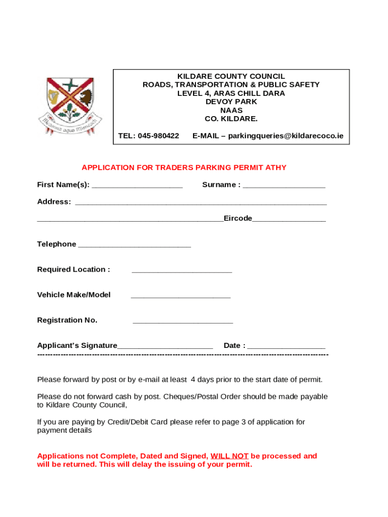 APPLICATION FOR DAYTIME RESIDENTIAL PARKING ... Doc Template | pdfFiller