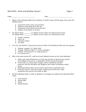 NS2-M3C9 - Wind and Weather (Exam)Page 1 Doc Template | pdfFiller