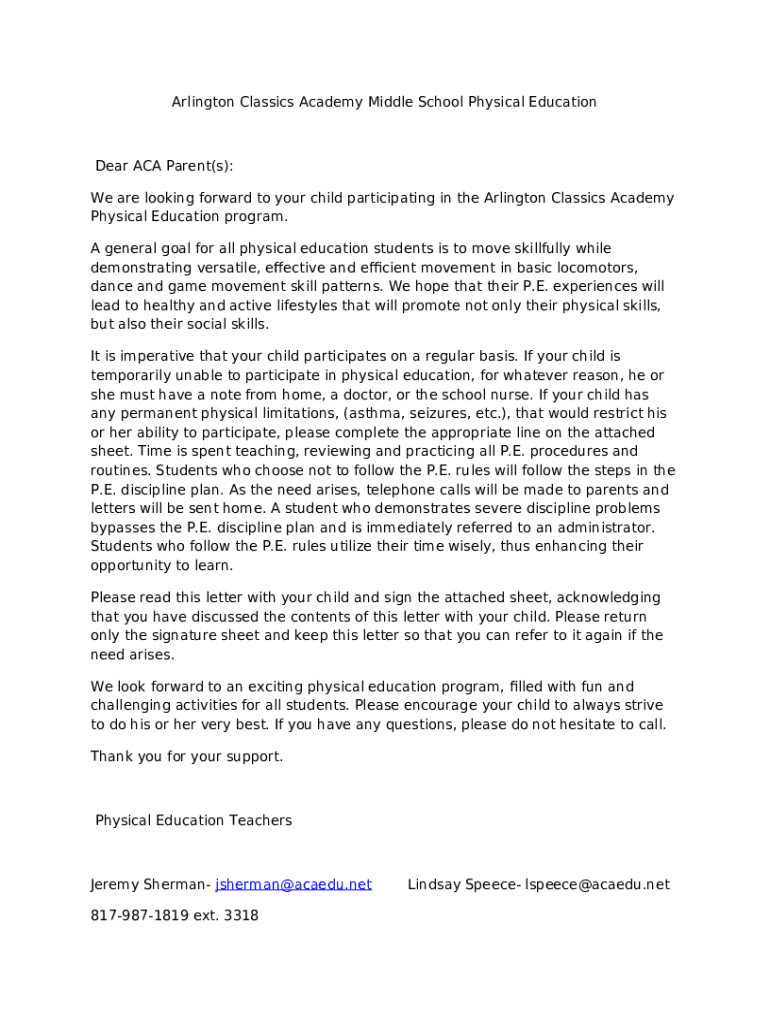 Physical Education Rules and Expectations Doc Template | pdfFiller