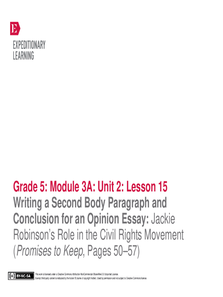Fillable Online Module 3A: Unit 2: Lesson 15 Writing a Second Body ...