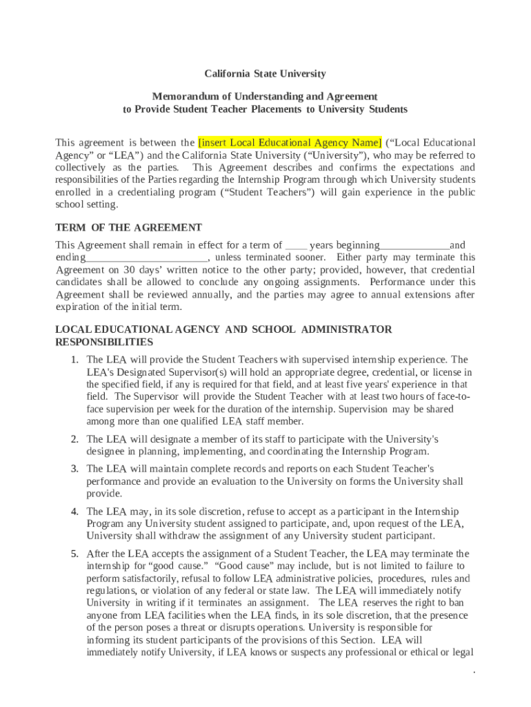 STUDENT PLACEMENT AGREEMENT GUIDELINES ... Doc Template | pdfFiller
